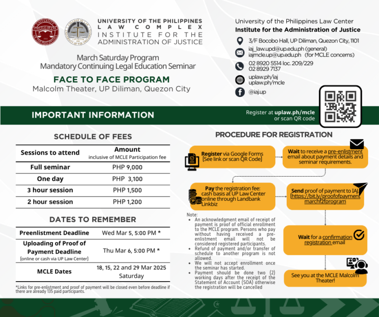 Mandatory Continuing Legal Education (MCLE) – UP Law Center
