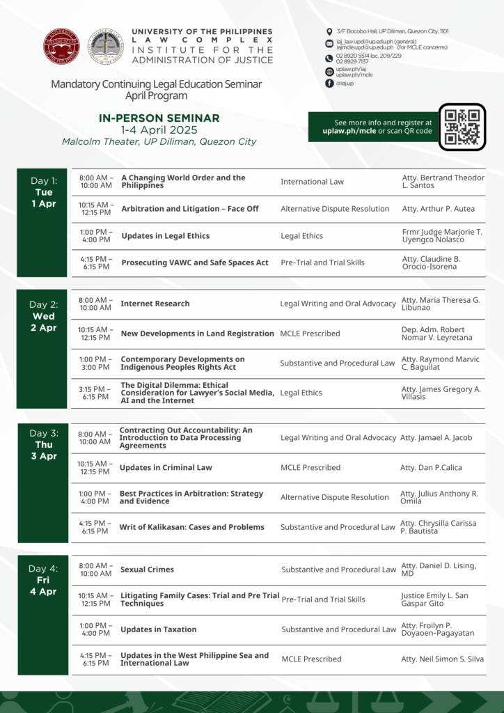 Mandatory Continuing Legal Education (MCLE) – UP Law Center