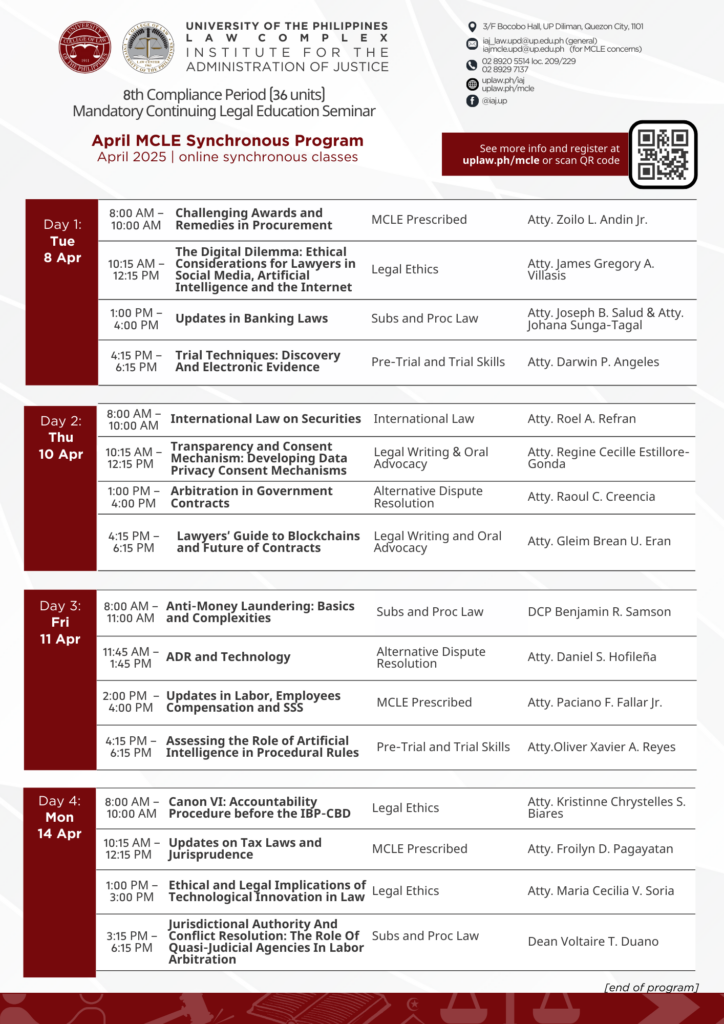 Mandatory Continuing Legal Education (MCLE) – UP Law Center